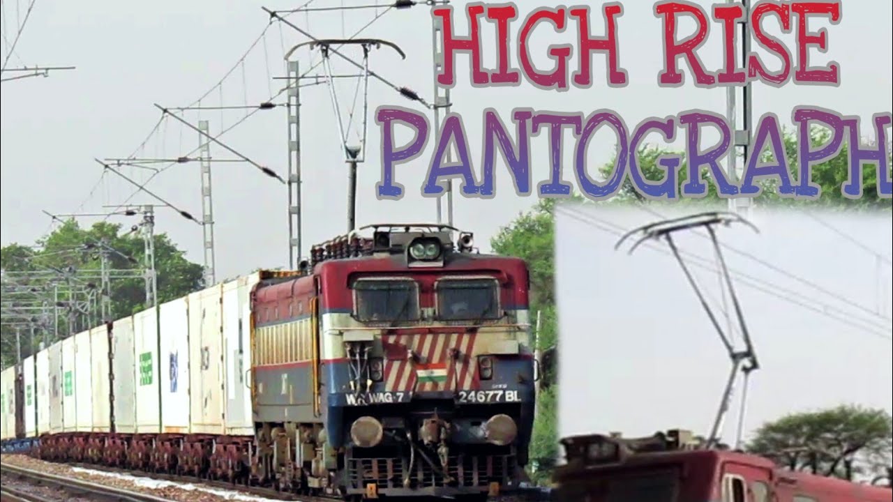WAG-7 LOCOMOTIVE IN HIGH RISE OHE PANTOGRAPH WITH FREIGHT CONTAINER ...