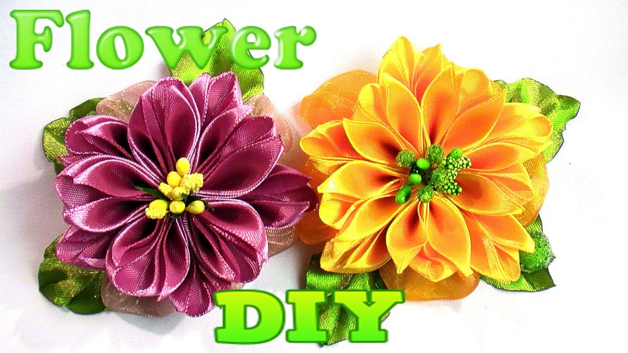 Diy Kanzashi Flower Tutorial For Beginners Kanzashi Ribbon Flower