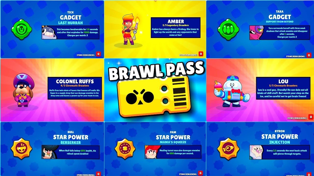 BRAWL PASS REWARDS | 3 New Brawlers Unlocked - BrawlStars - YouTube