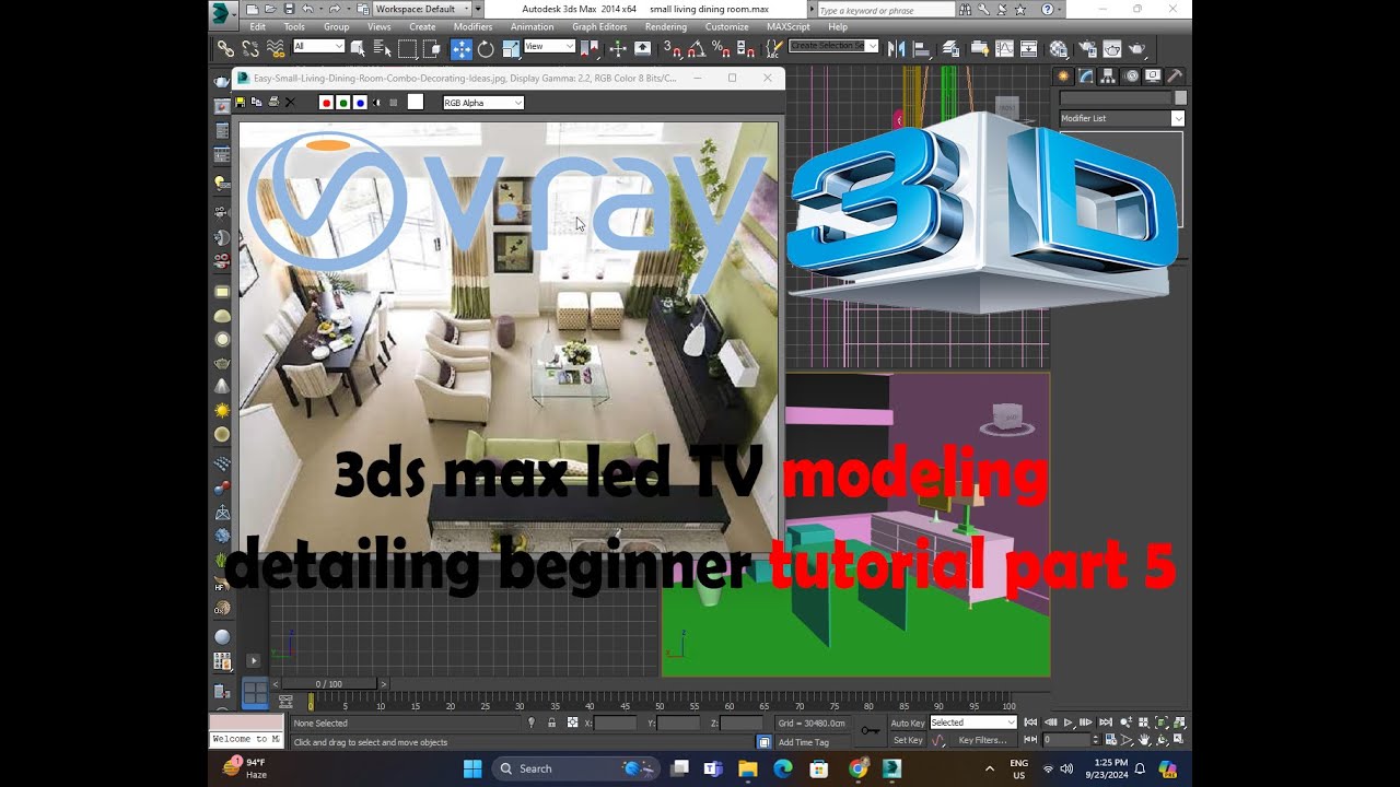 3ds max led TV modeling detailing beginner tutorial part 5 - YouTube