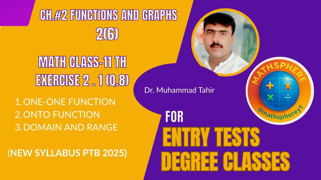 2(6):One to one|onto|domain &range of function|Ex.2.1 Q.8|Class-11|PTB ...