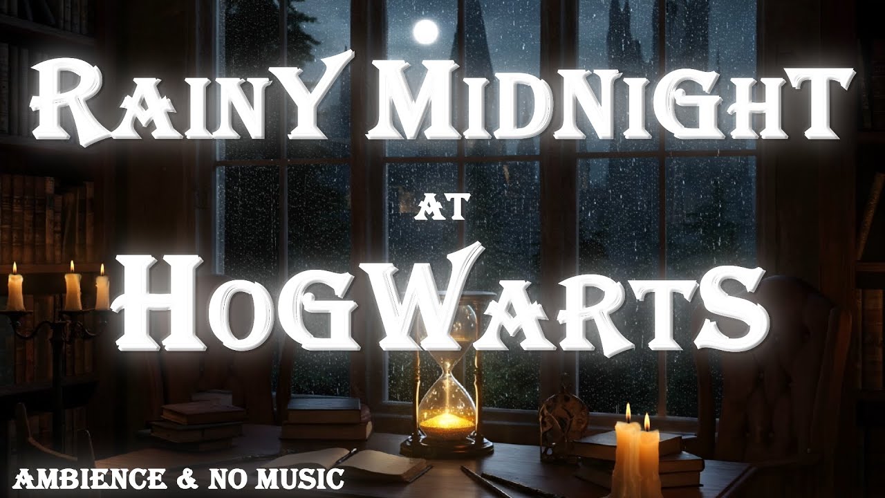 A Rainy MidNight at Hogwarts | Study Room Ambience with Thunder & Rain ...