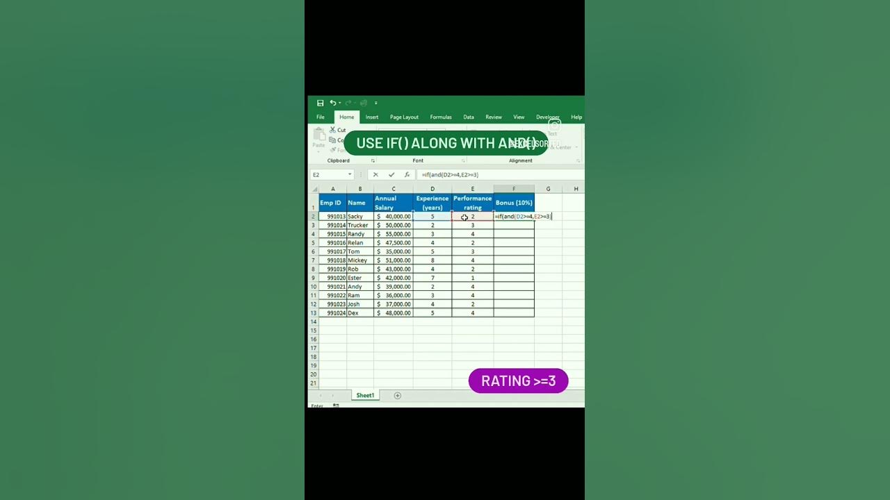 Ifandcriteriastruefalse Excelnestedifbonusmsexcel Excelsortedmsexcelifand