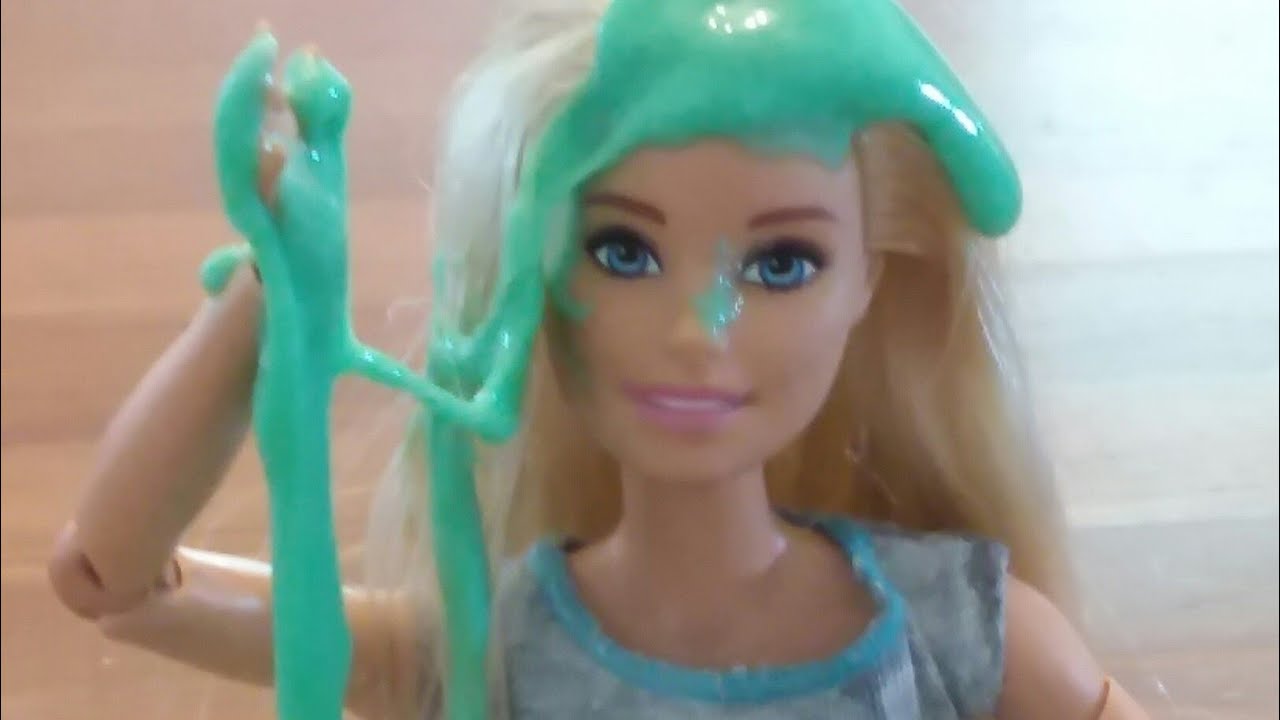 Barbie doll makes slime slime accident too much slime Barbie makes ...