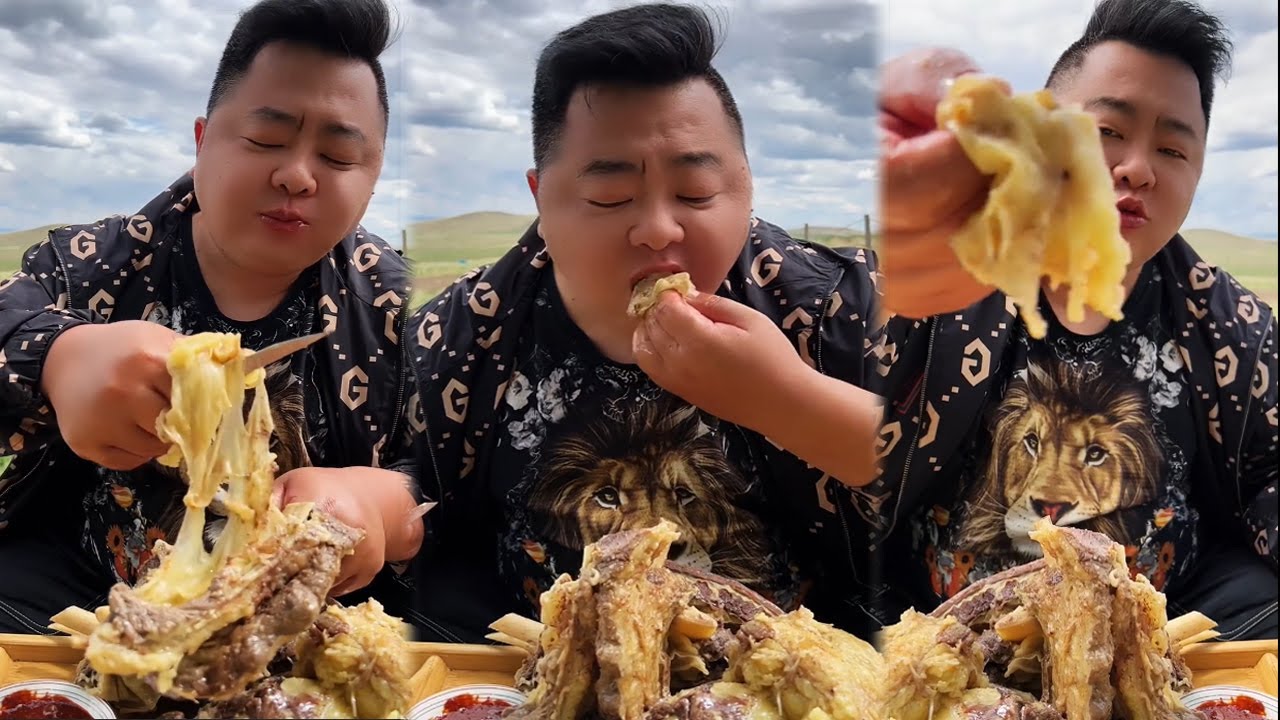 Eating Fat Meat Food Attached The Ribs Mukbang Delicious - YouTube