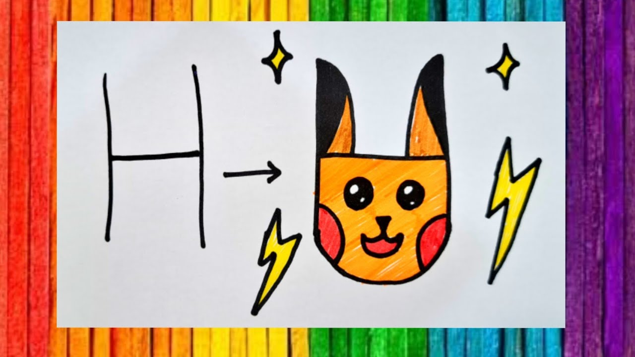 Easy drawing ; How to Turn H into Pikachu 😳😳 - YouTube