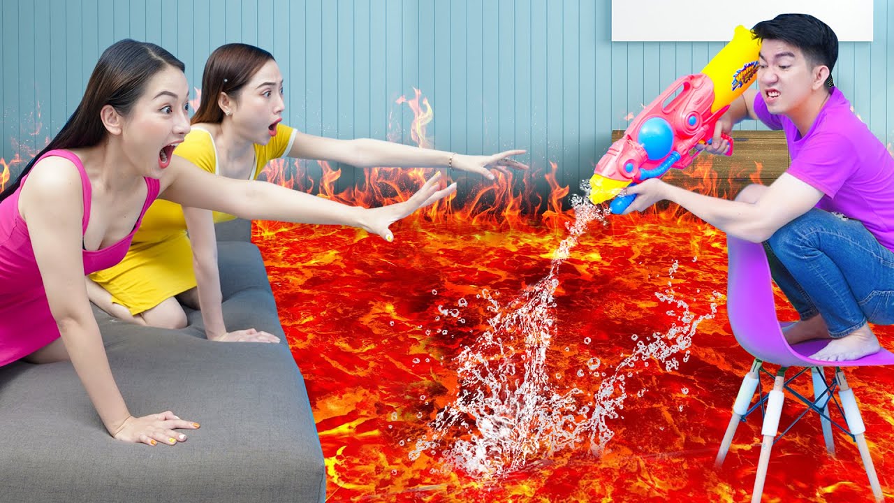 Insane The Floor Is Lava Challenge and Funny Pranks For 24 Hours - YouTube