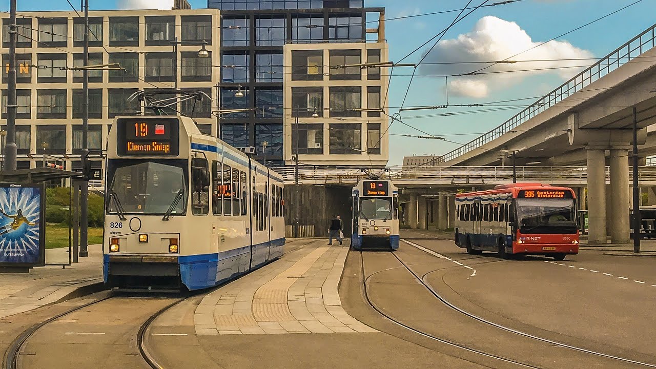 [4K] GVB 12G vertrekt als Tram 19 uit Station Amsterdam Sloterdijk ...