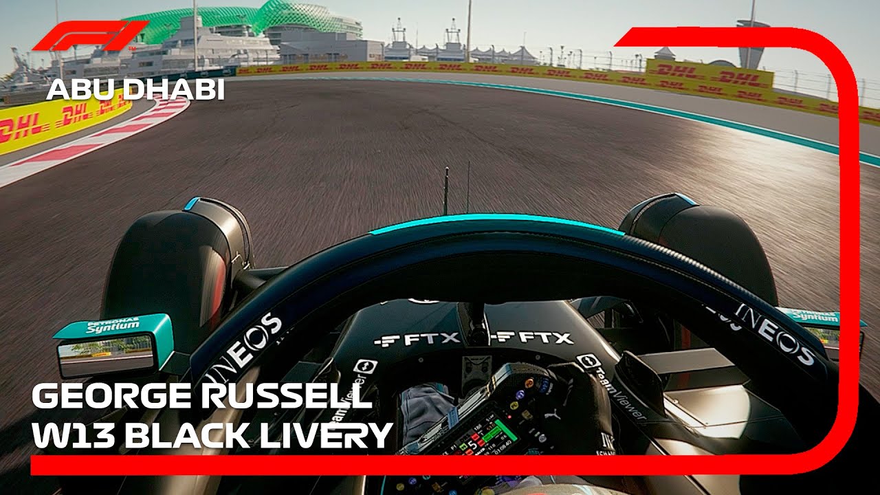 George Russell W13 Black livery onboard lap at Yas Marina (Abu Dhabi ...