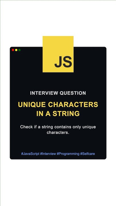 Unique Characters in a String | Javascript Master #coding #javascript - YouTube
