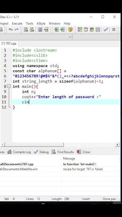 Password Generator in C++ #shorts #viralshorts #cplusplus - YouTube