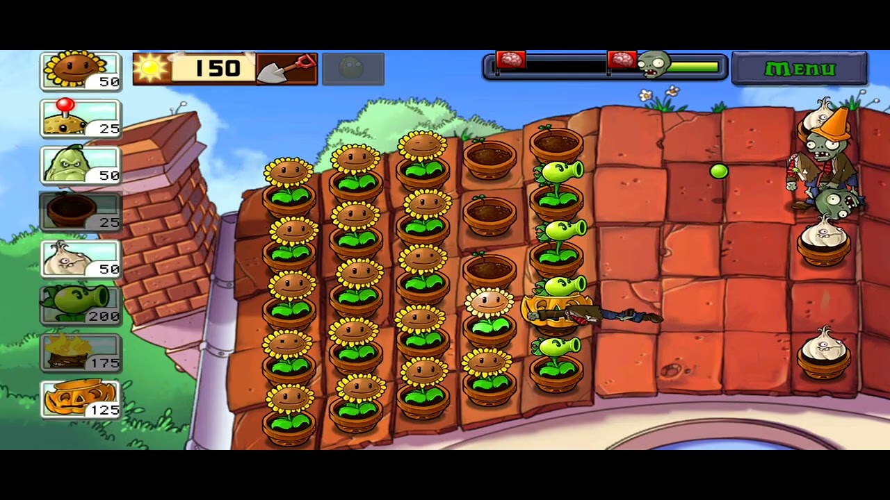 Plants VS Zombies Roof Mode Level 8 hard Fight # Gaint Zombies are ...