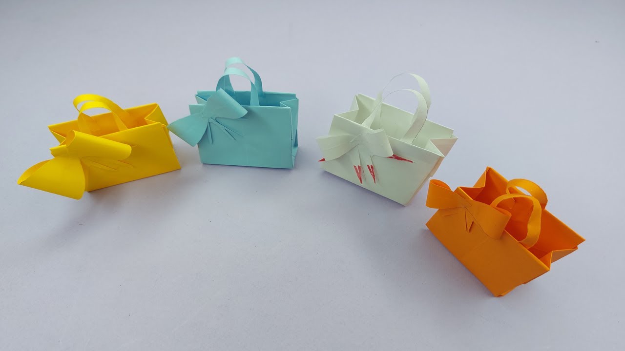 mini bag / how to make mini bag with paper/ origami/ origami bag/ bags ...