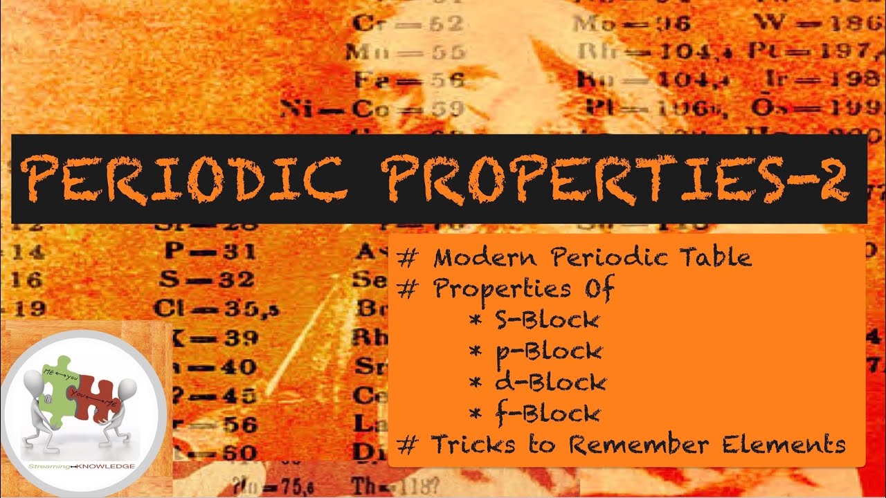 Periodic Properties-2(Modern Periodic Table,(s,p,d,f) Blocks Properties ...
