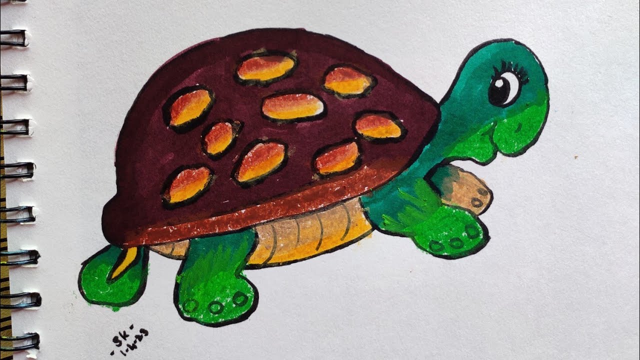 How to draw simple Tortoise | Easy Turtle Painting | SK# ...