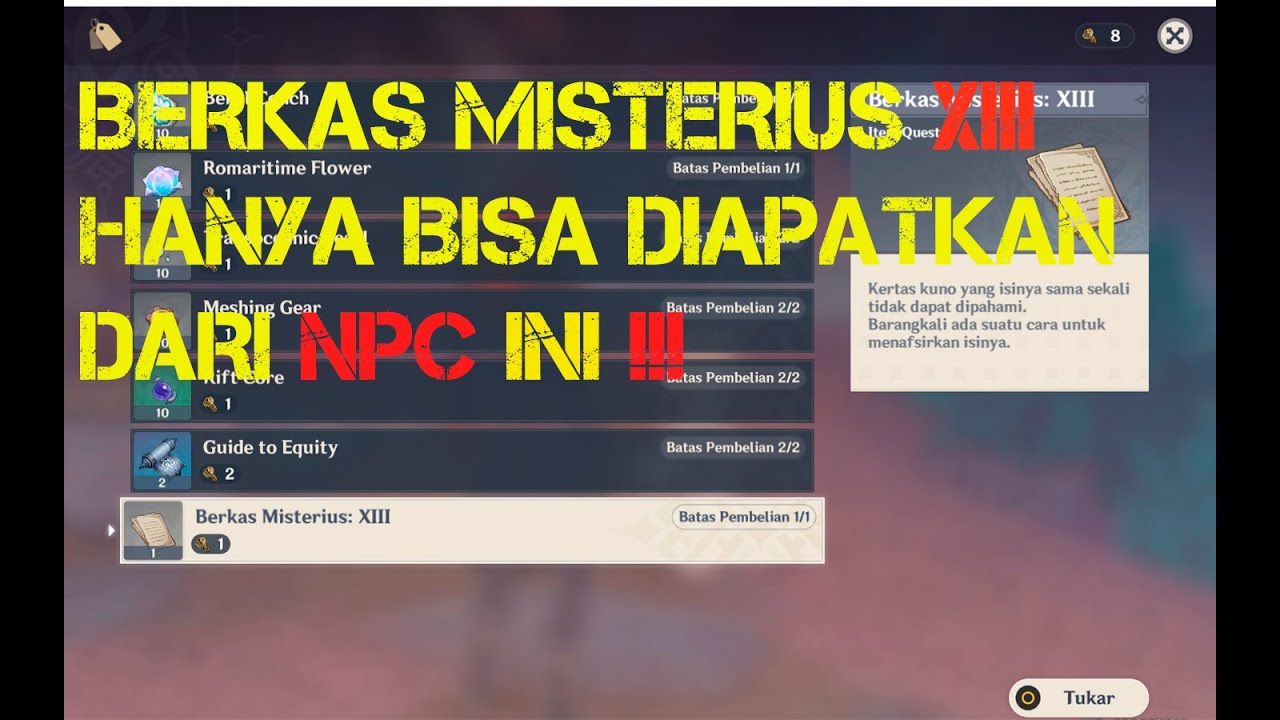 Cara Mendapatkan Berkas Misterius XIII - Hanya Dari NPC Ini!!! - YouTube