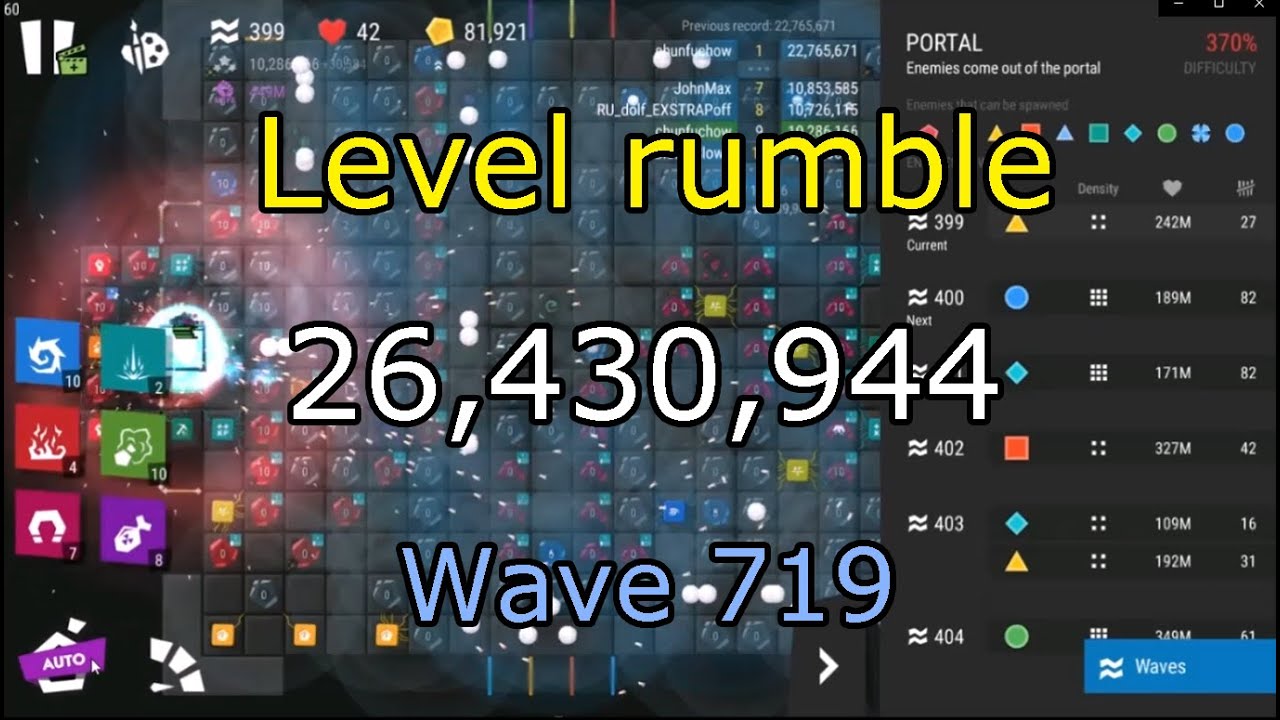 Infinitode 2 level rumble : 26,430,944 score (wave 719) - YouTube