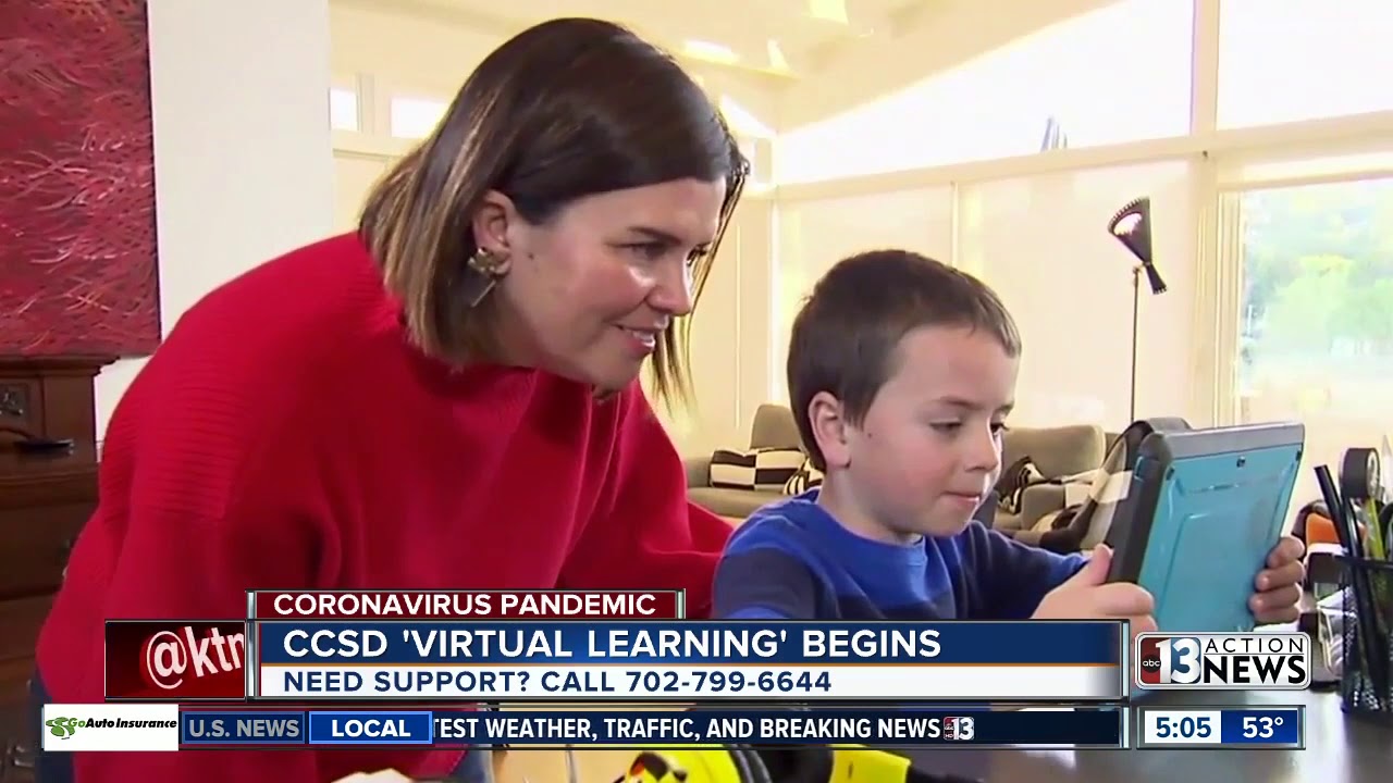 Clark County School District 'virtual learning' begins - YouTube