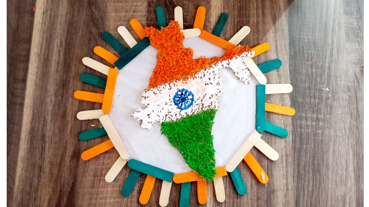 Diy National India flag wall hanging /Handmade paper craft/Ice Stick ...