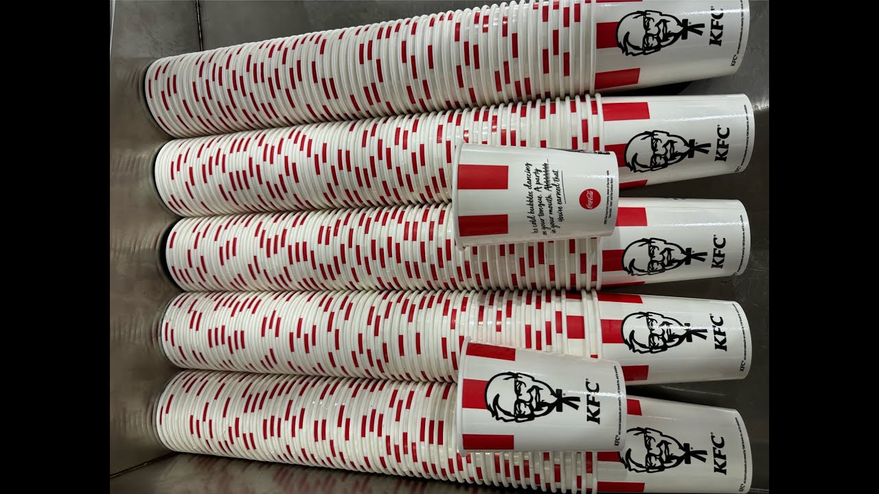 14 oz cold cola KFC drinking paper cup making machine with bottom Laser ...