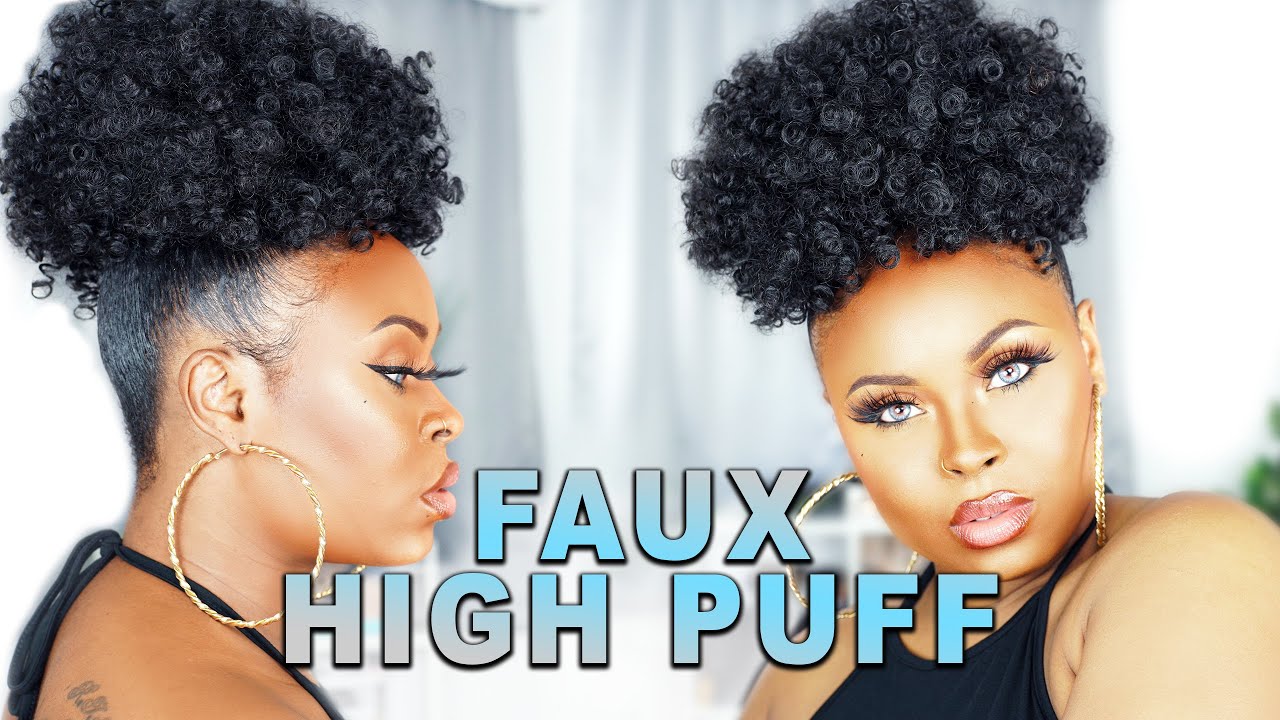 🙌🏾 REALISTIC Faux Puff on Natural Hair | UNDER $10 | HIGH PUFF FOR TWA ...