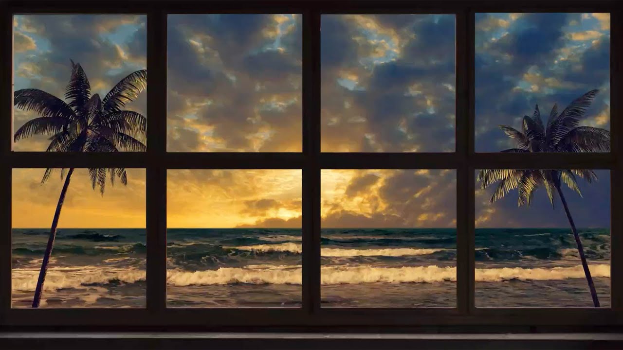 Beach Sunset Fake Window For Projector And TV | Beach Sunset Ambience ...