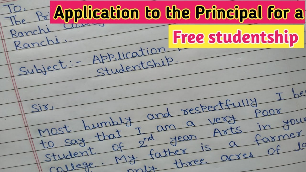 Application to the Principal for a free studentship. - YouTube