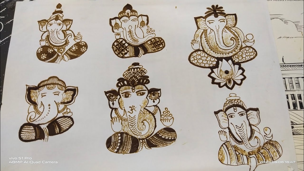 different types of Ganesha/how to make Ganpati mehandi design/happy ...