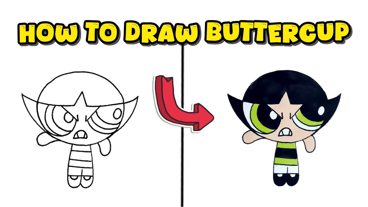 How to Draw Buttercup from The Powerpuff Girls – Cartoon Character Art ...