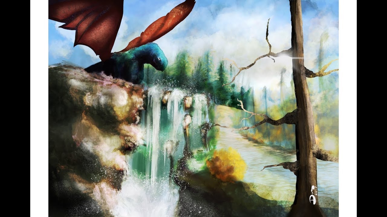 Procreate 4 - waterfall painting - YouTube