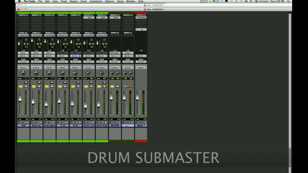 Pro Tools en espanol (Creacion de SubMaster por Auxiliar) - YouTube