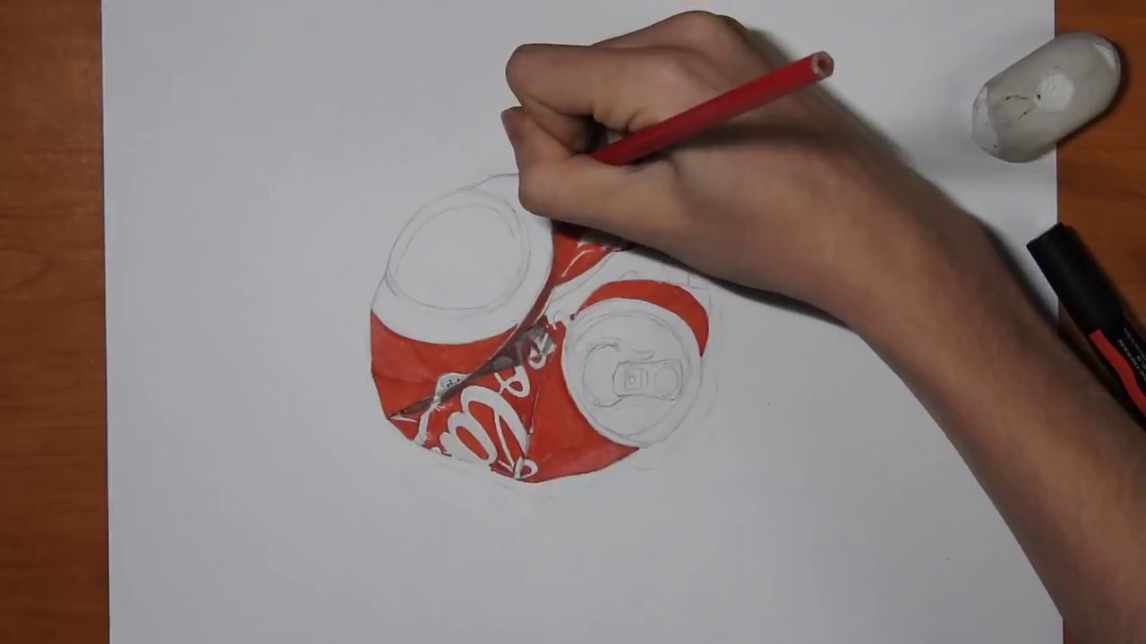 Como DIBUJAR una COCA COLA realista (speed art) - YouTube