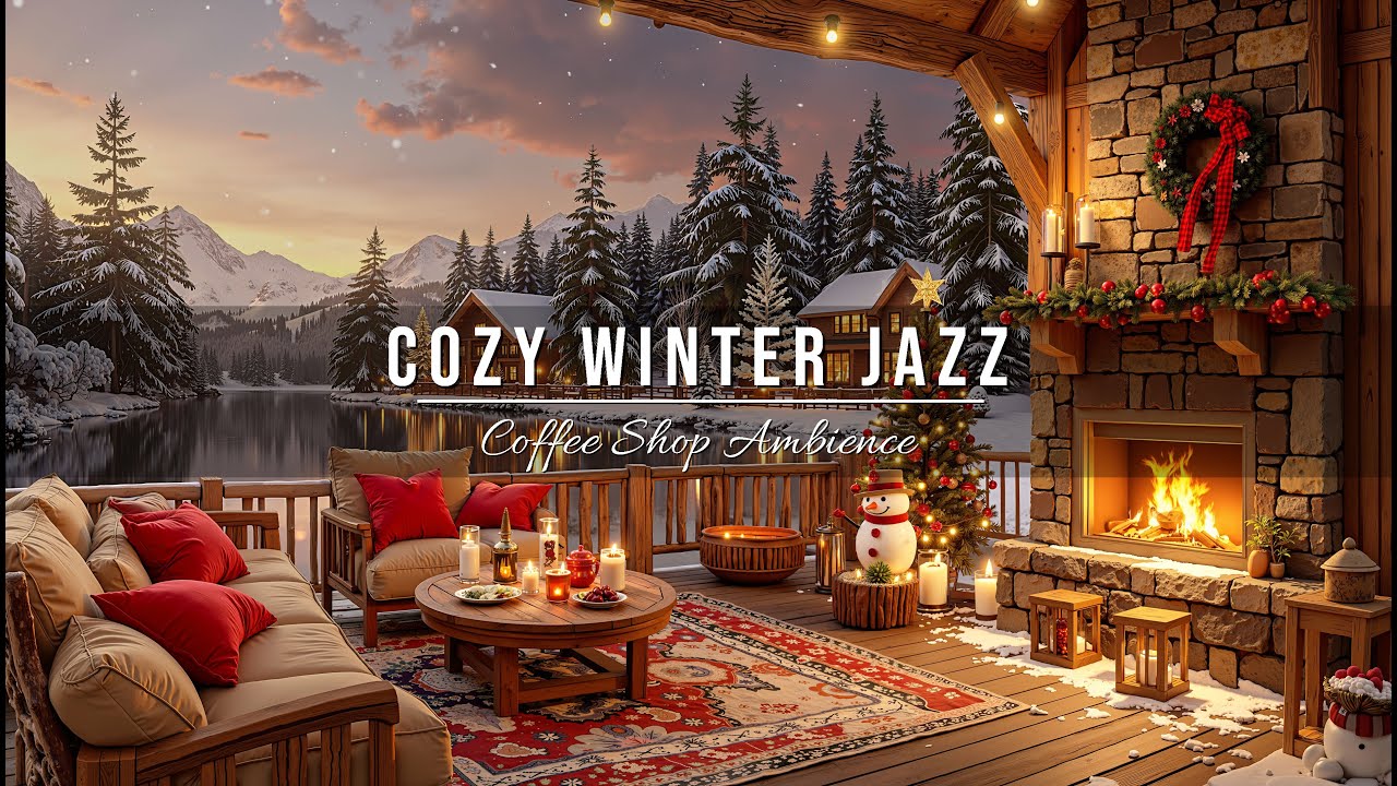 Relaxing Winter Snowfall with Fireplace Ambience ️ Relaxing Piano Music ...