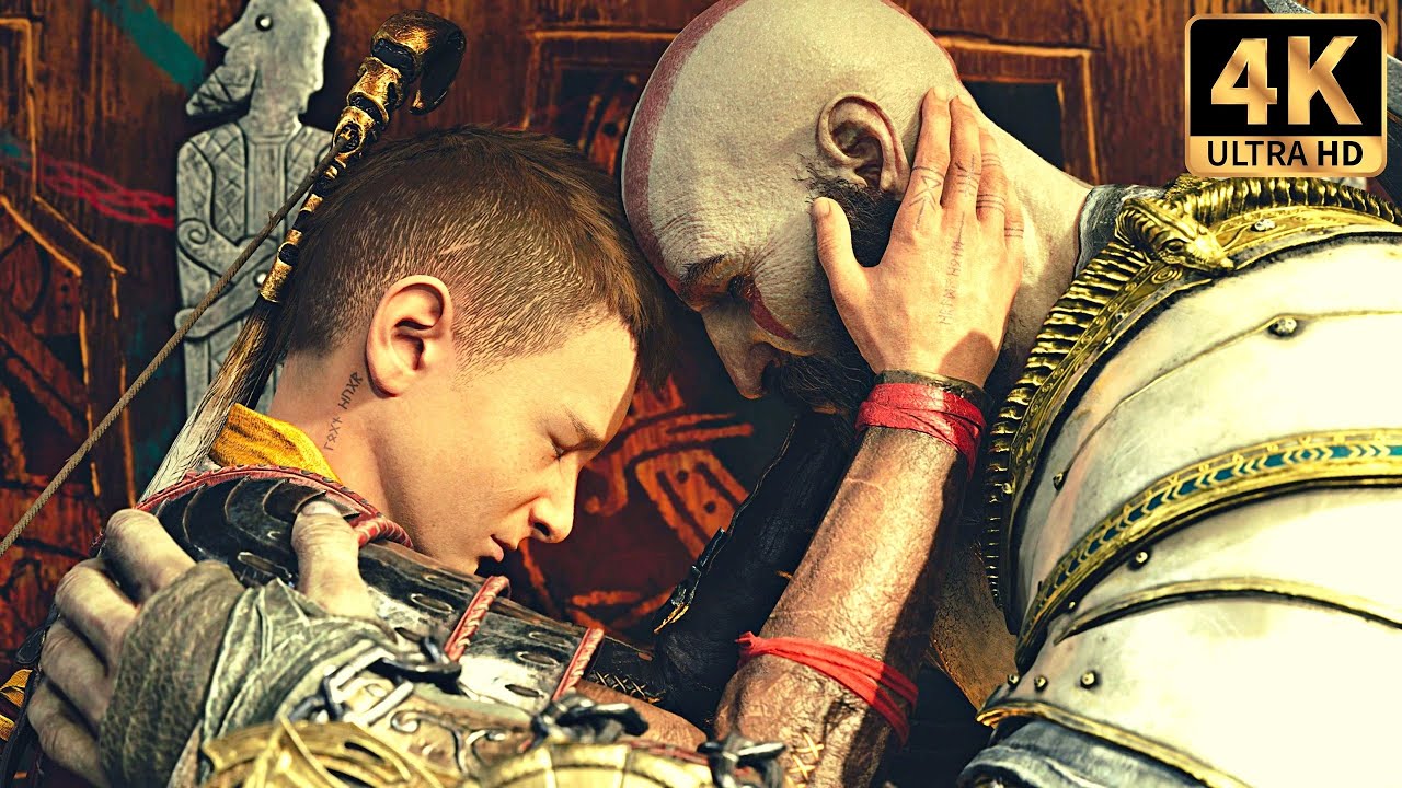 Kratos cries | Kratos And Atreus Emotional Goodbye | God of War ...