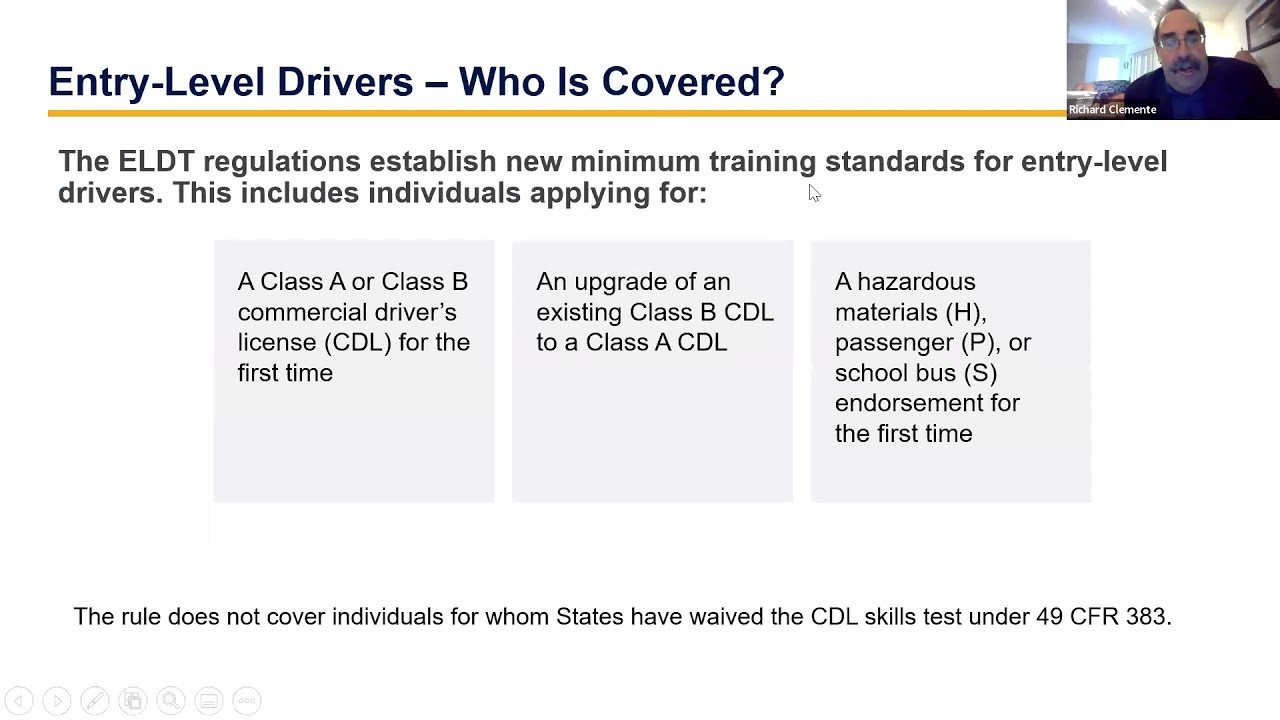 FTA and FMCSA ELDT Rule Requirement Webinar - YouTube