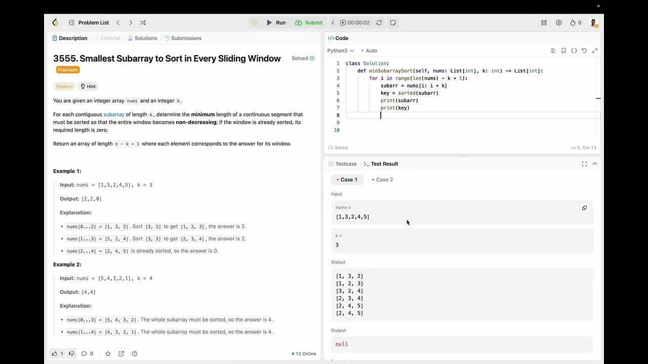 Smallest Subarray To Sort In Every Sliding Window - YouTube