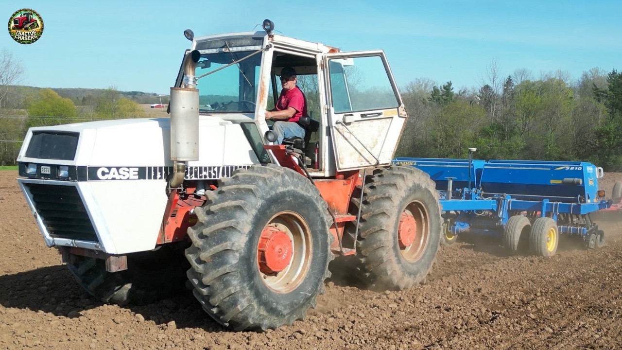 Case 4490 Tractor Planting Hay Field with Landoll 5210 Grain Drill - YouTube