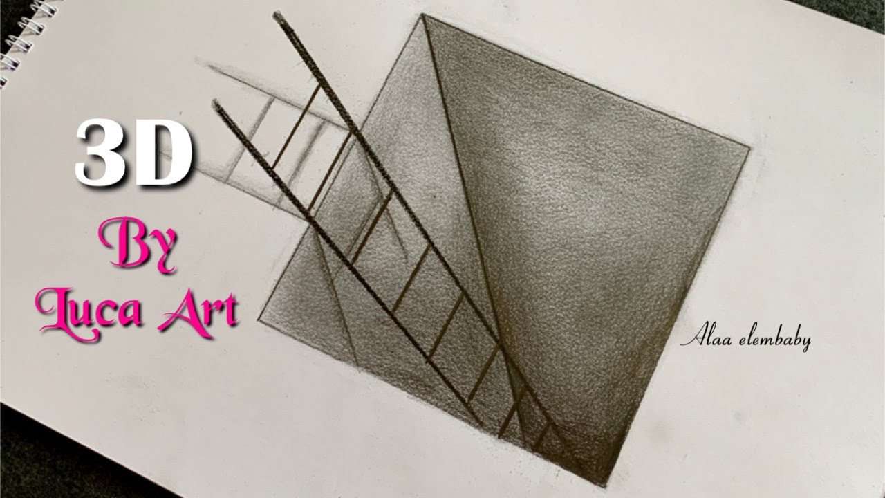 How to draw a 3D ladder step by step - YouTube