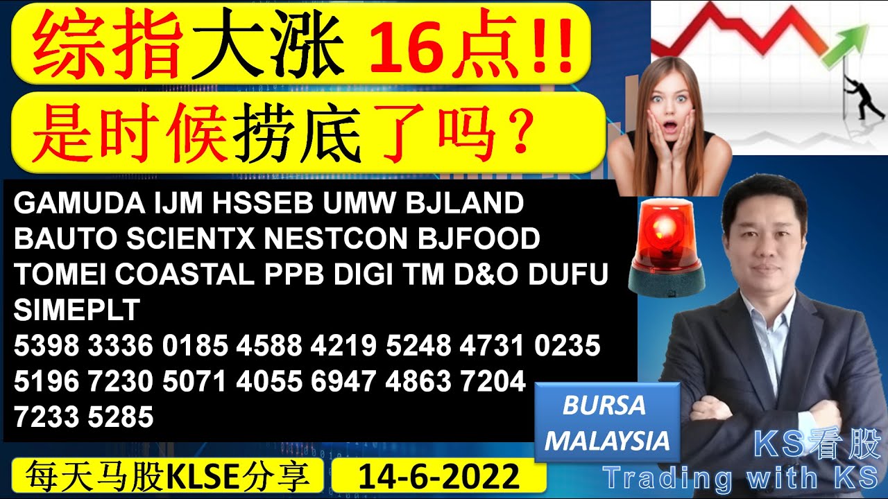 KS看股- 马股 KLSE BURSA 分享 - 14-6-2022 💥综指大涨 16点!! 💥是时候捞底了吗💥GAMUDA IJM ...