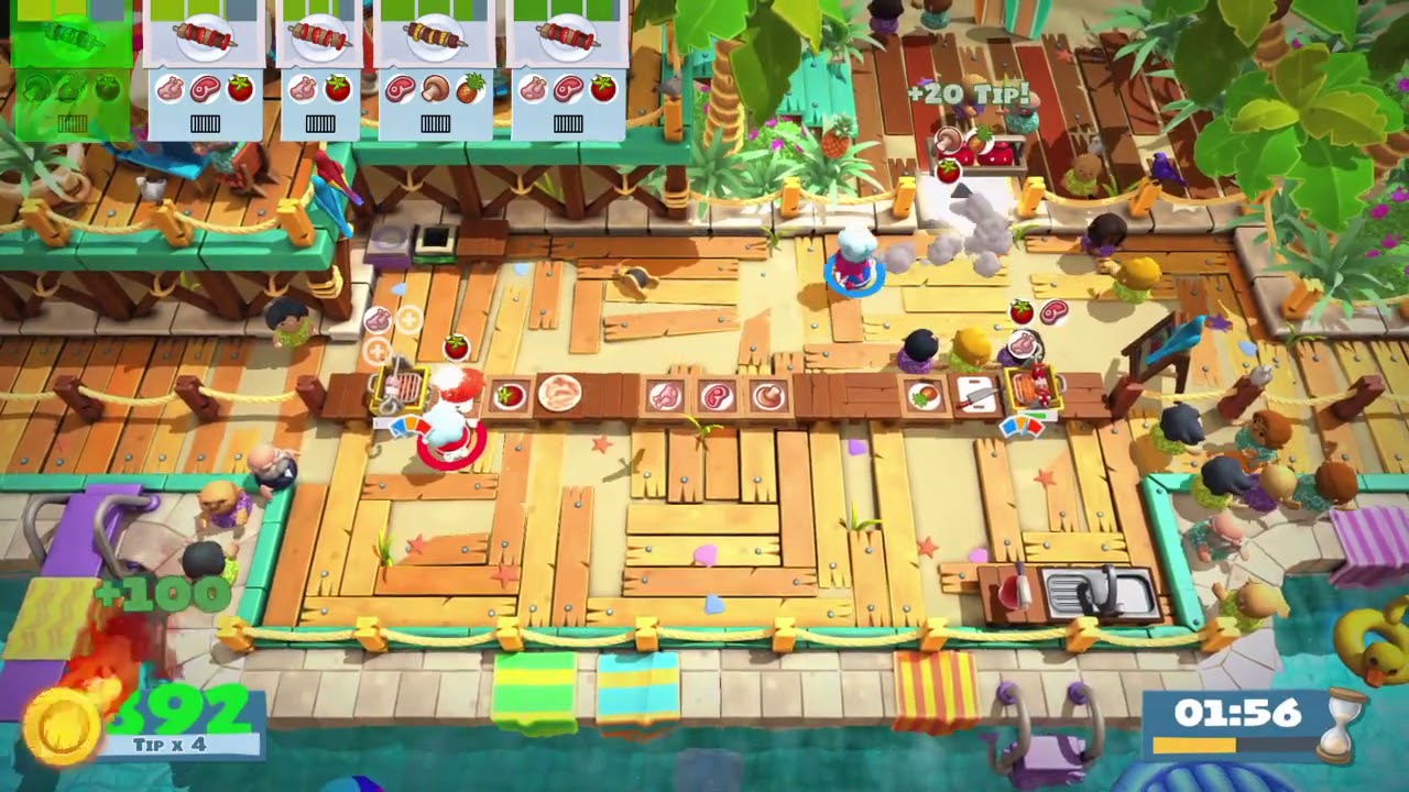 Overcooked 2 - Surf'n'Turf 3-1 - 2 players - Score: 1764 - YouTube