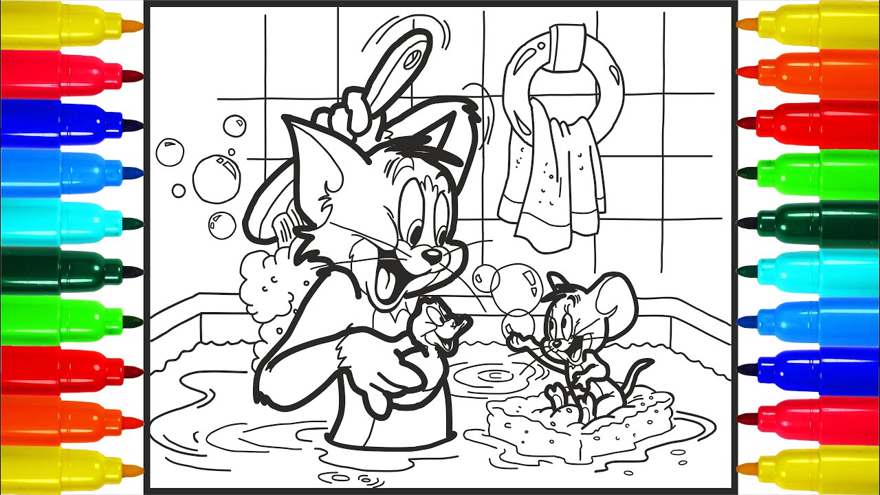 Tom and Jerry are swimming Coloring pages - YouTube