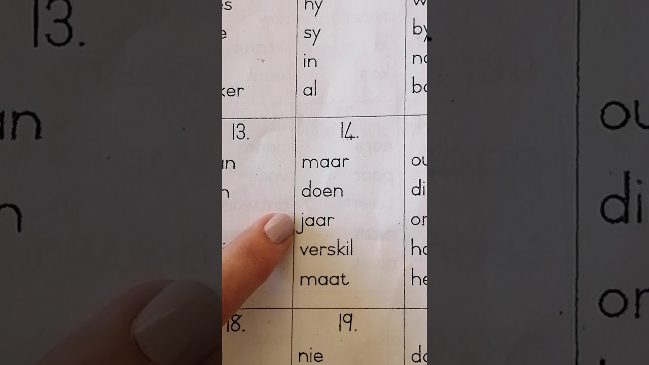 Grade 2 Afrikaans RTHL Week 10: Sigwoorde 14 - YouTube