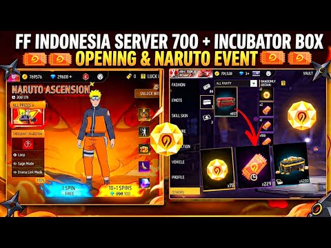 Ff Indonesia  Server 700+ Incubator Box Opening & Naruto Token Tower 🔥