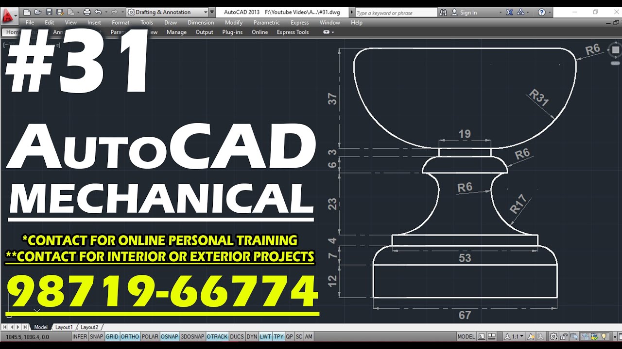 #31 || AUTOCAD MECHANICAL PRACTICE DRAWING || - YouTube