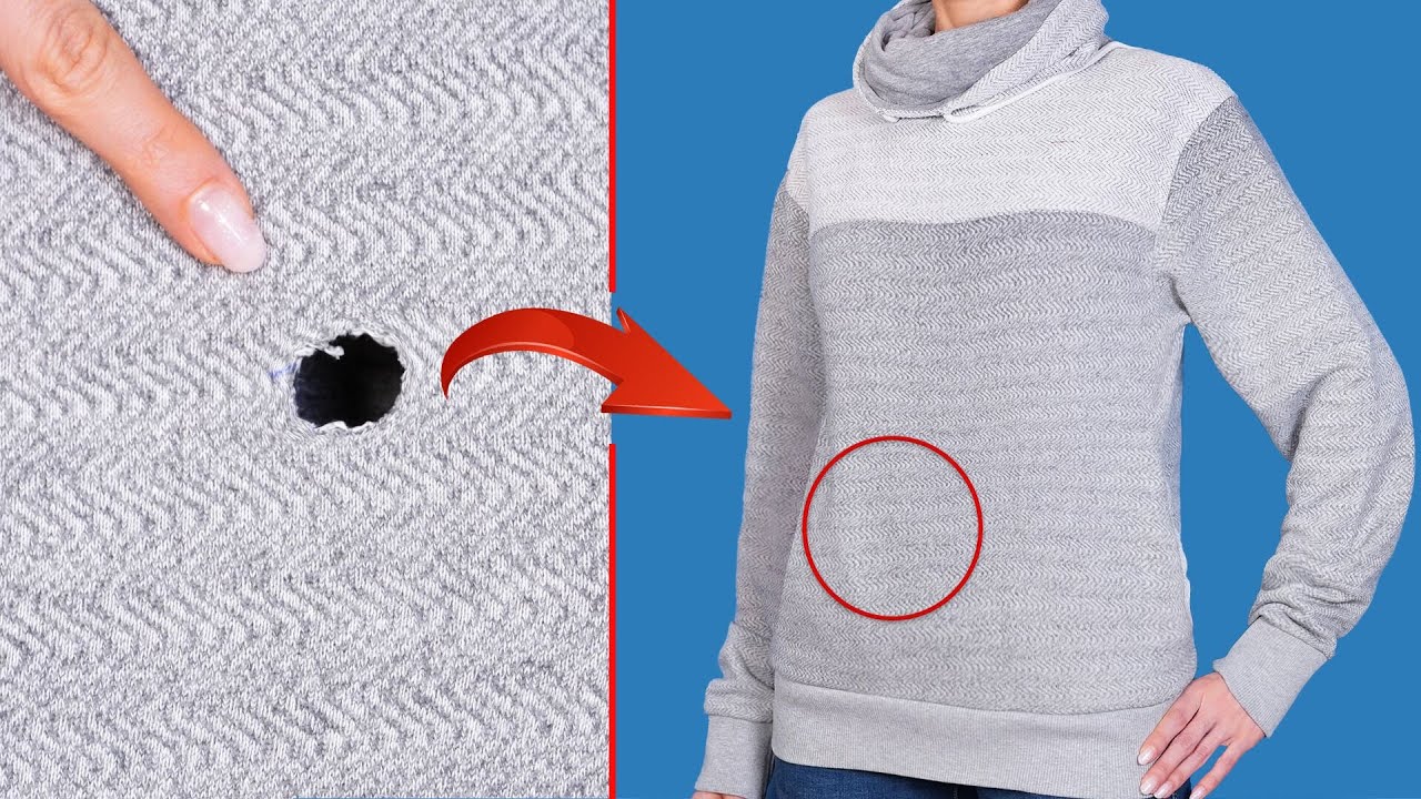 How to fix a hole in a jacket in 5 minutes invisibly - a sewing trick ...