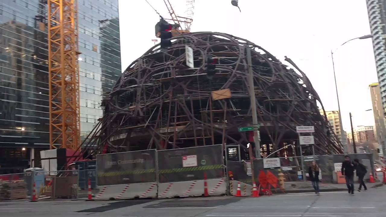 Amazon Spheres Construction in Downtown Seattle - YouTube