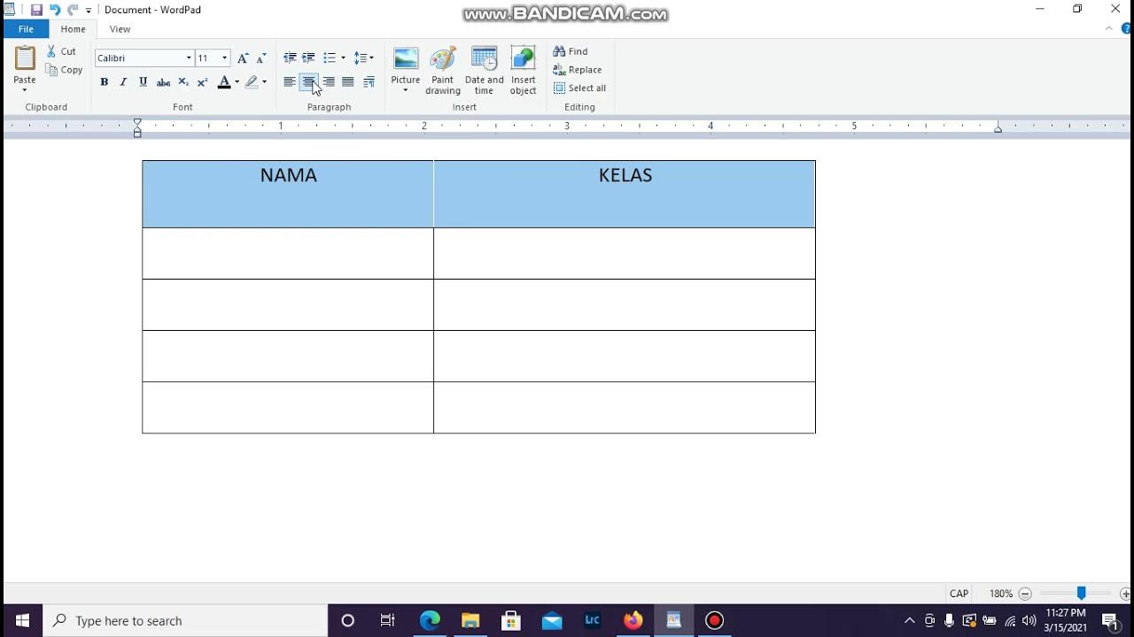 Membuat Tabel di Wordpad - YouTube