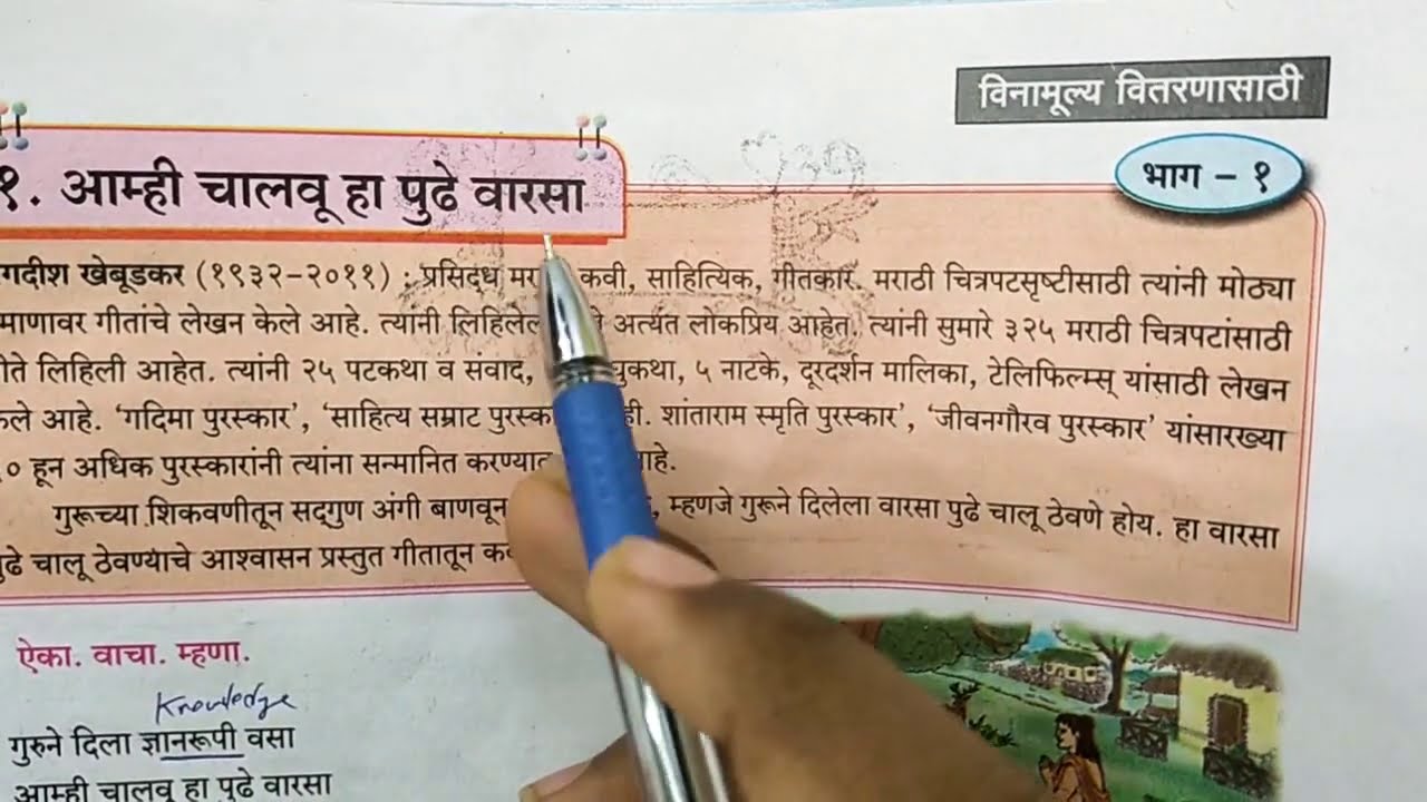 1. Aamhi chalavu ha pudhe Varsa | Class 8 | Marathi poem | #8th # ...