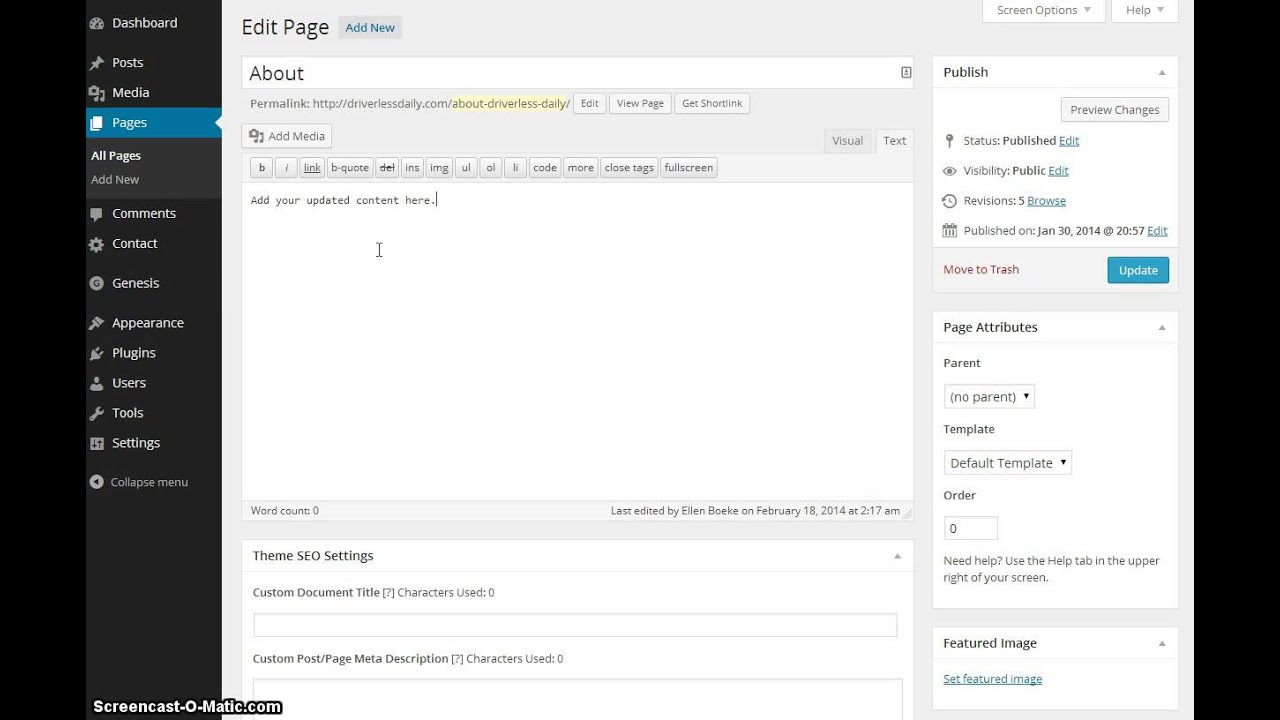 Edit an Existing WordPress Page - YouTube