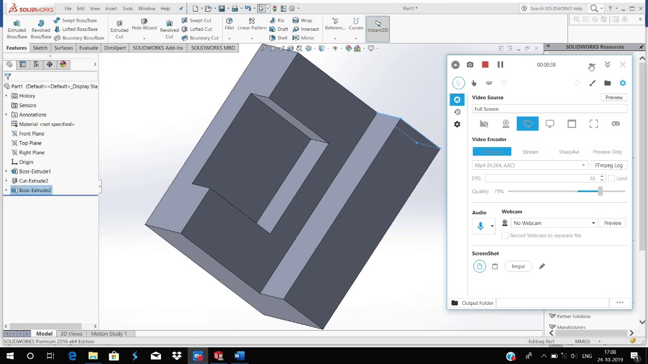 Part modelling in Solid Works - YouTube
